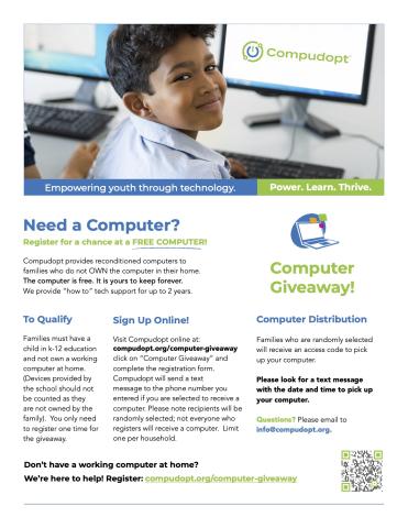 Compudopt Computer Giveaway | Dallas Public Library